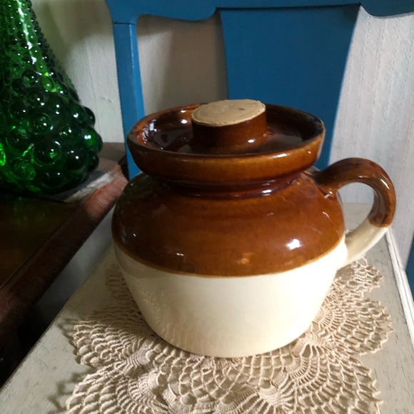 Vintage | Accents | Vintage Roseville Pottery Brown Tan Bean Pot Crock ...
